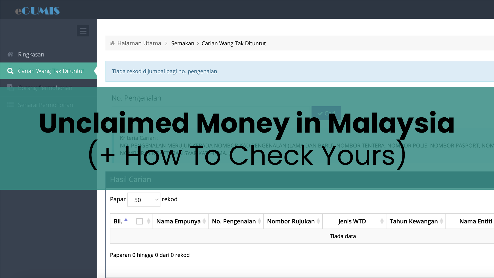 Unclaimed Money in Malaysia | How Does It Work | How to Check and Claim